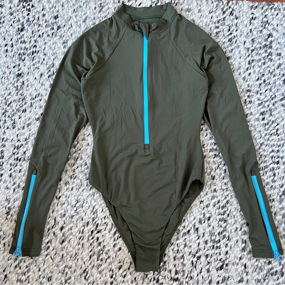 Cynthia Rowley | Swim | Cynthia Rowley Olive Green Teal Zipper Front ...